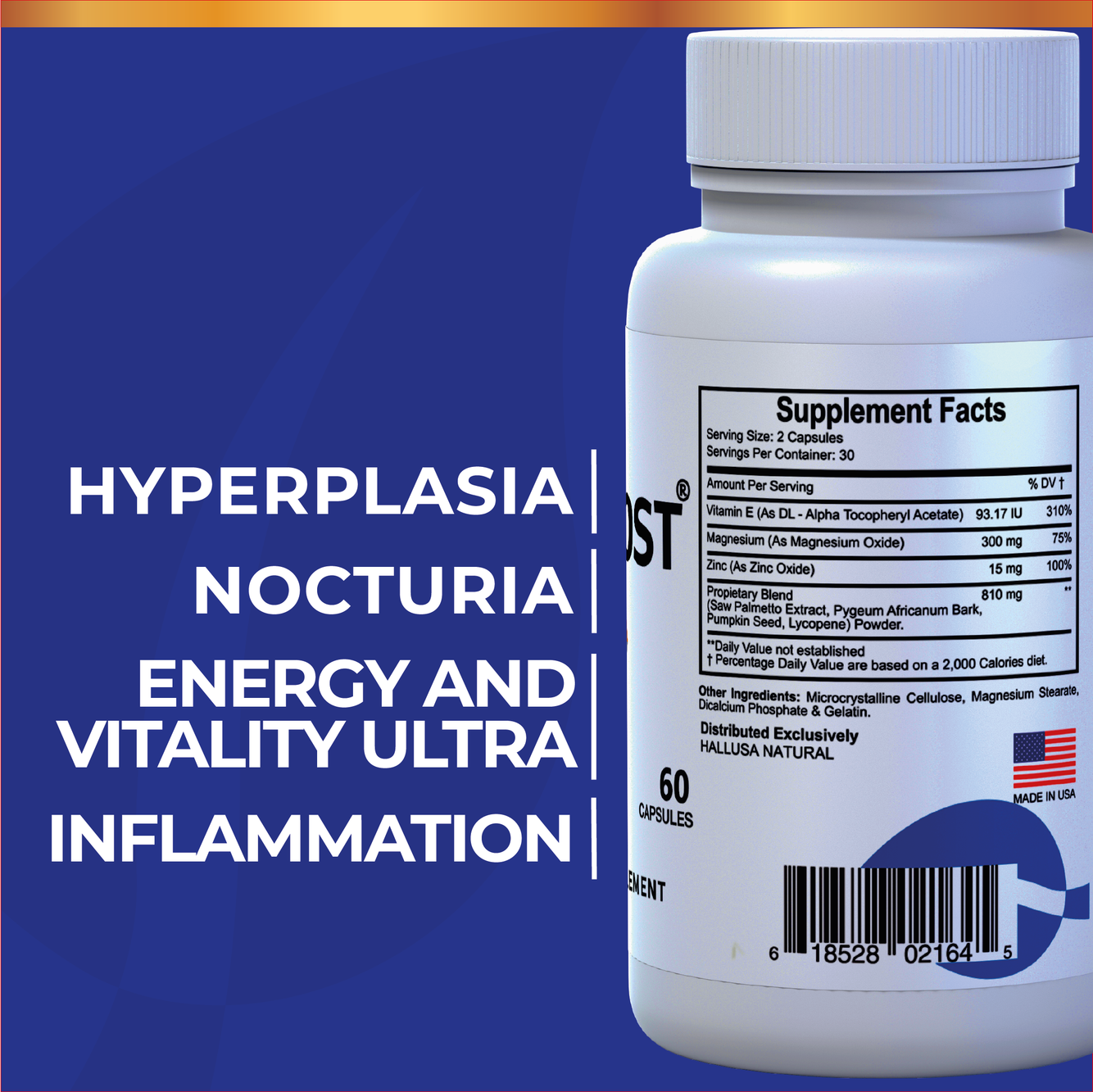 HALLPROST ULTRA - 60 Capsules - Extract Saw palmetto with Supplement ...